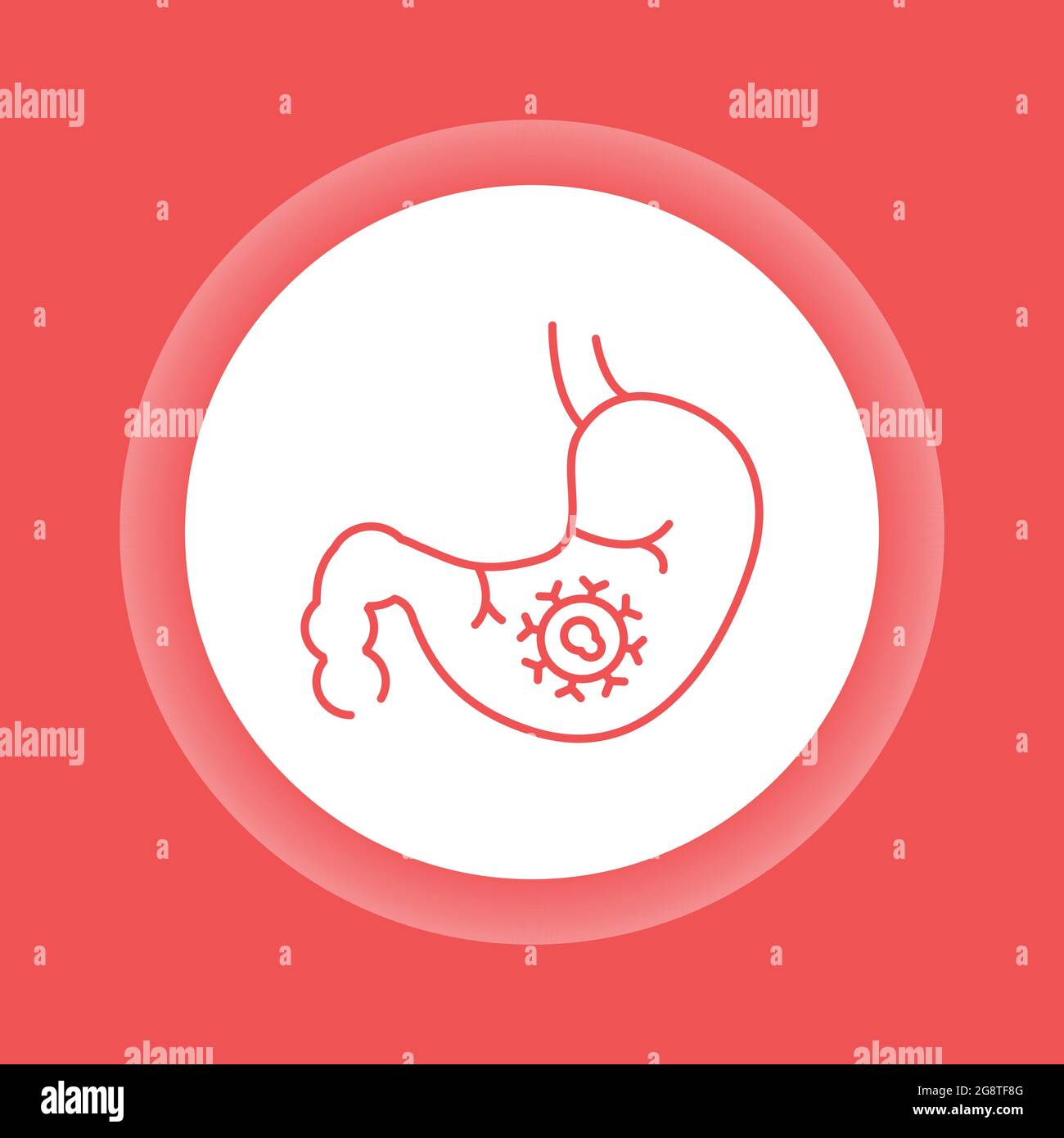 Stomach cancer color button icon. Malignant neoplasm. Oncology Stock ...