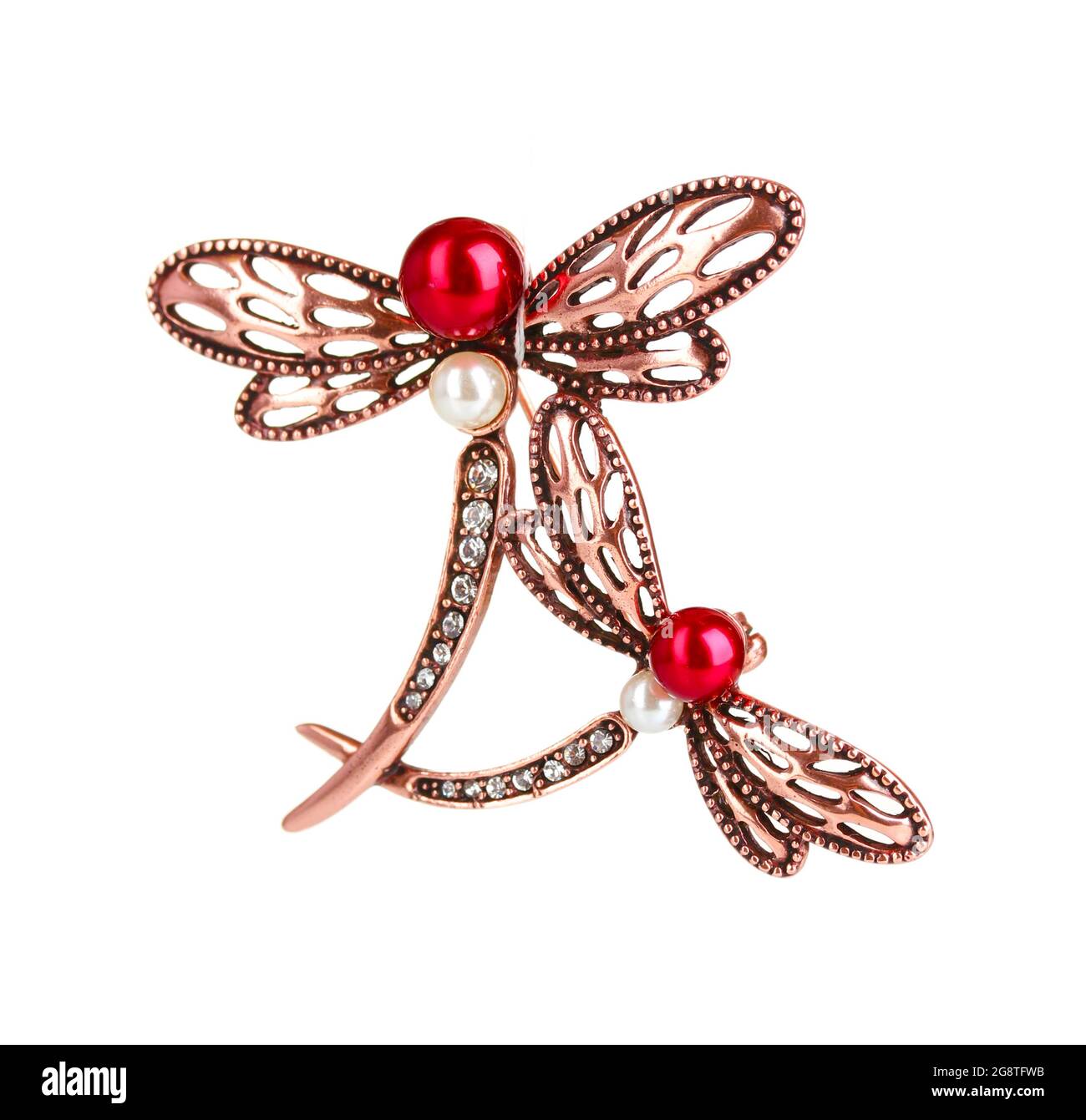 Beautiful golden brooch with precious stones isolated on white Stock ...