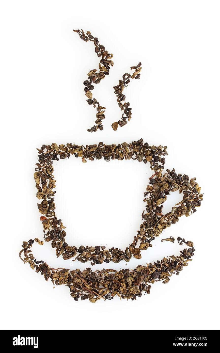 green dry tea cup shape isolated on white Stock Photo - Alamy