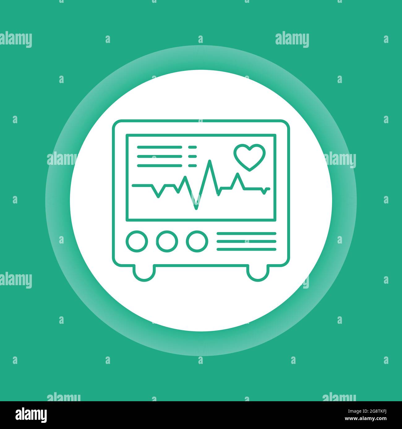 Electrocardiogram color button icon. Medical device for checking the ...