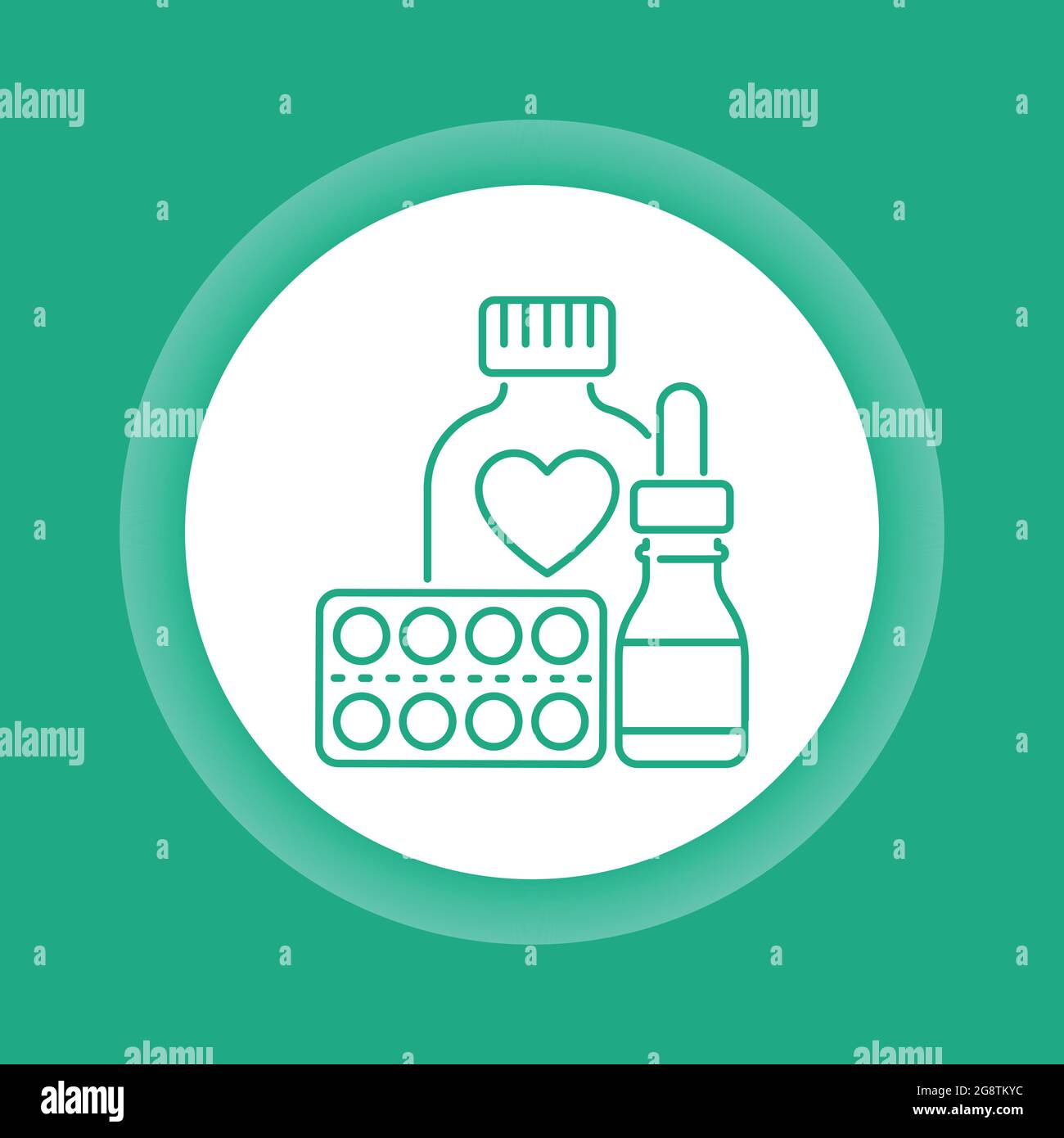 Pill bottle drops and blister color button icon. Pharmaceutical product ...