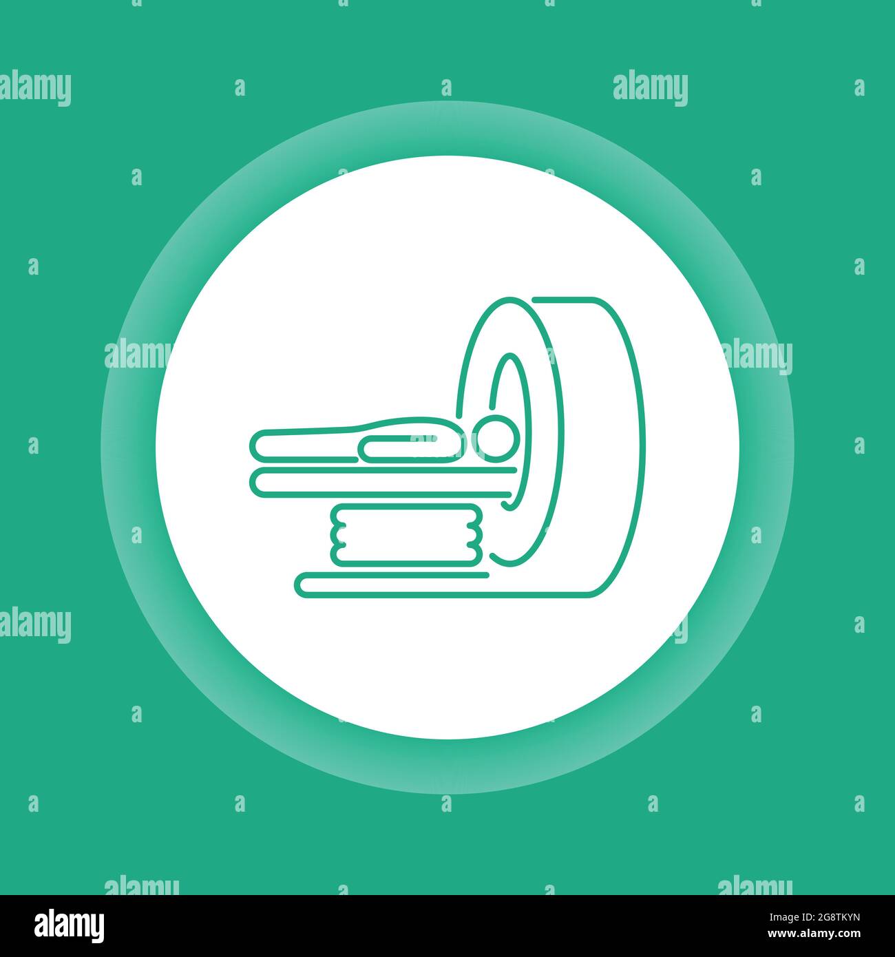 MRI machine scan device in hospital color button icon. Health care ...