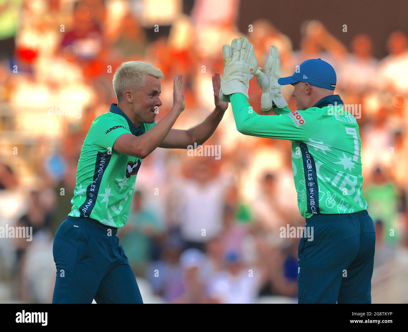 London, UK. 22nd July, 2021. Sam Curran of The Oval Invincibles and Sam ...