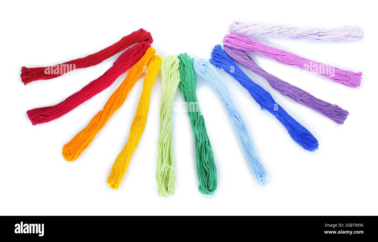 sewing threads for embroidery isolated on white Stock Photo - Alamy