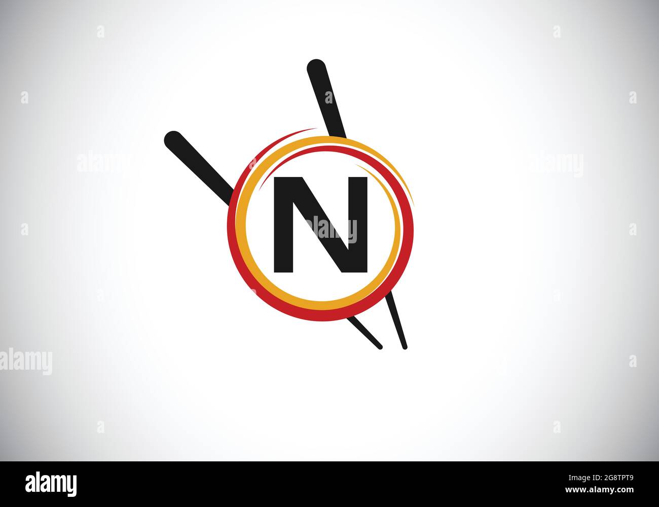 Initial N monogram alphabet in the abstract circle with Chopstick ...