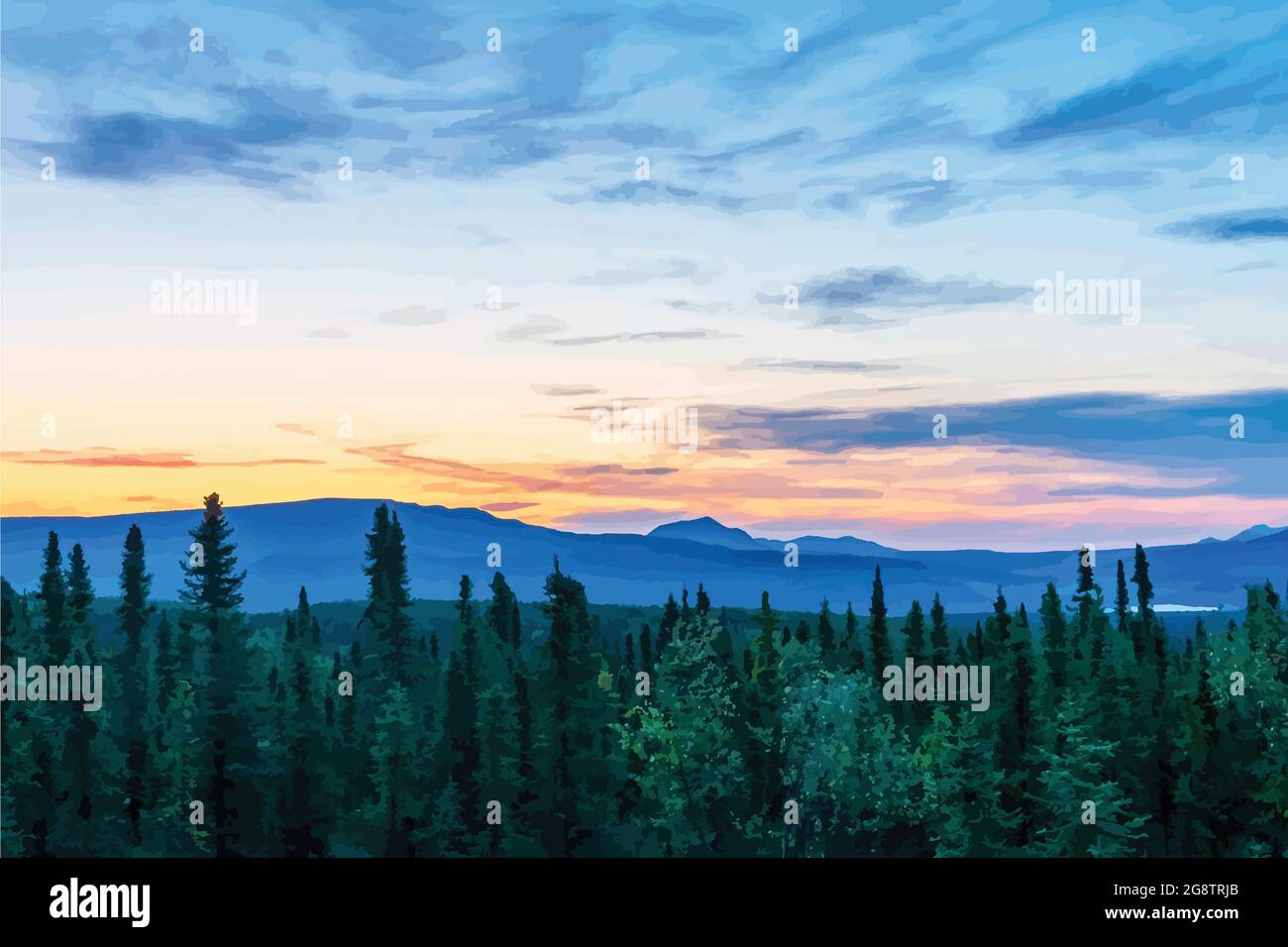 A vector created from a photograph of Denali National Park in Alaska ...