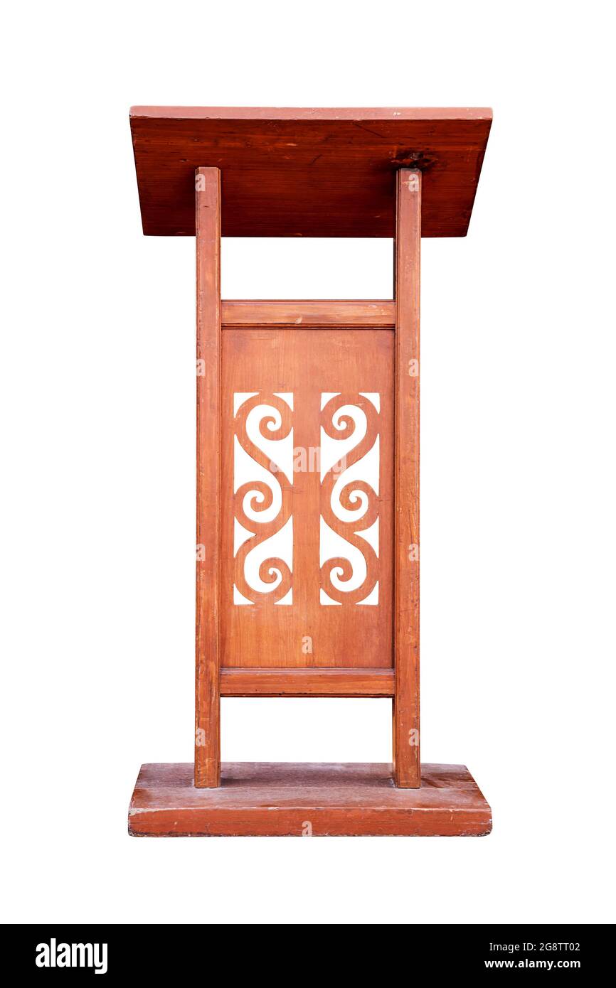 Wooden Podium Tribune Rostrum Stand Isolated on White Background, Work ...