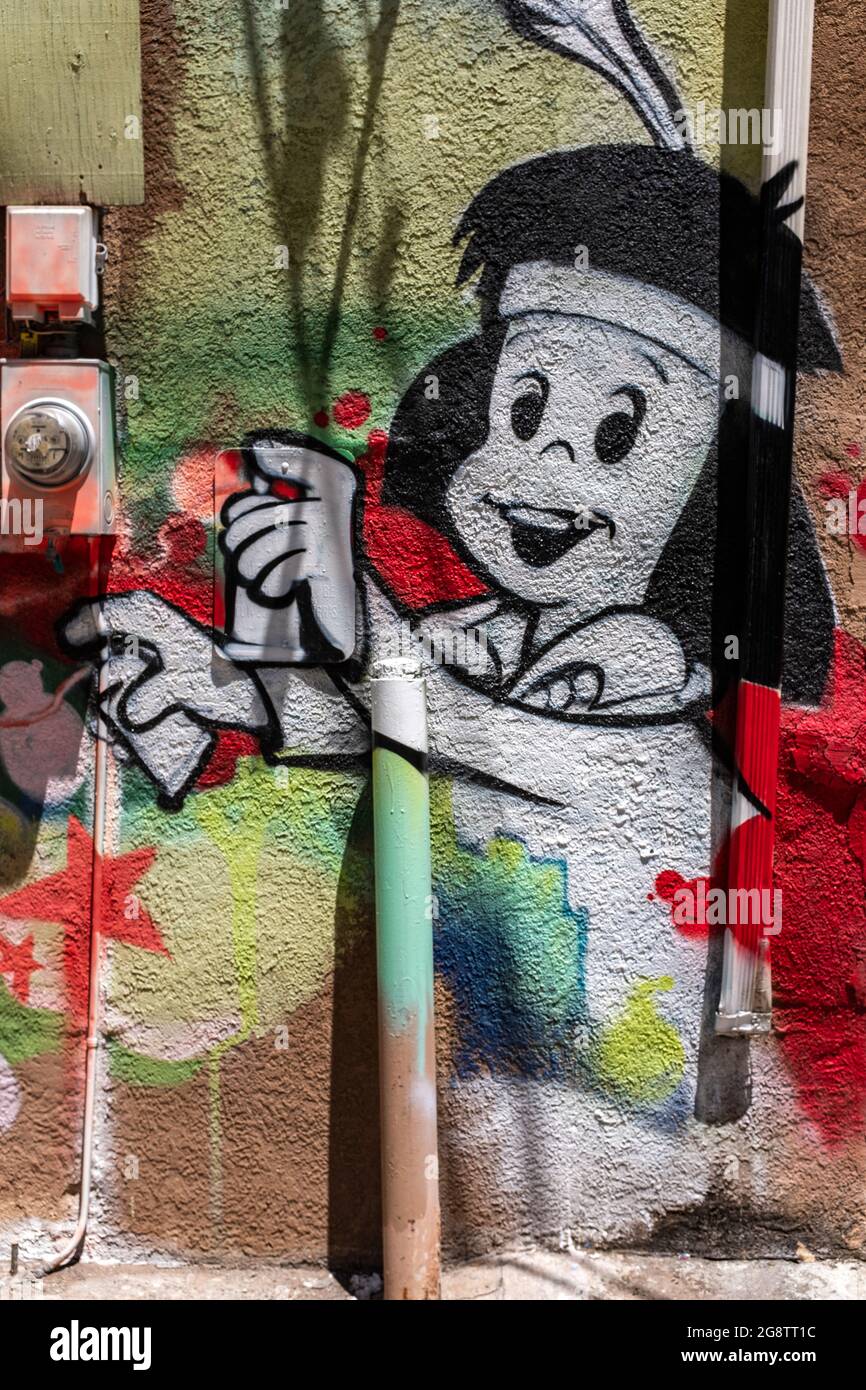 wall paintings in downtown Albuquerque, New Mexico alley Stock Photo ...