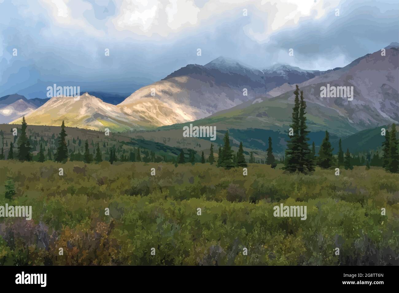 A vector created from a photograph of Denali National Park in Alaska ...
