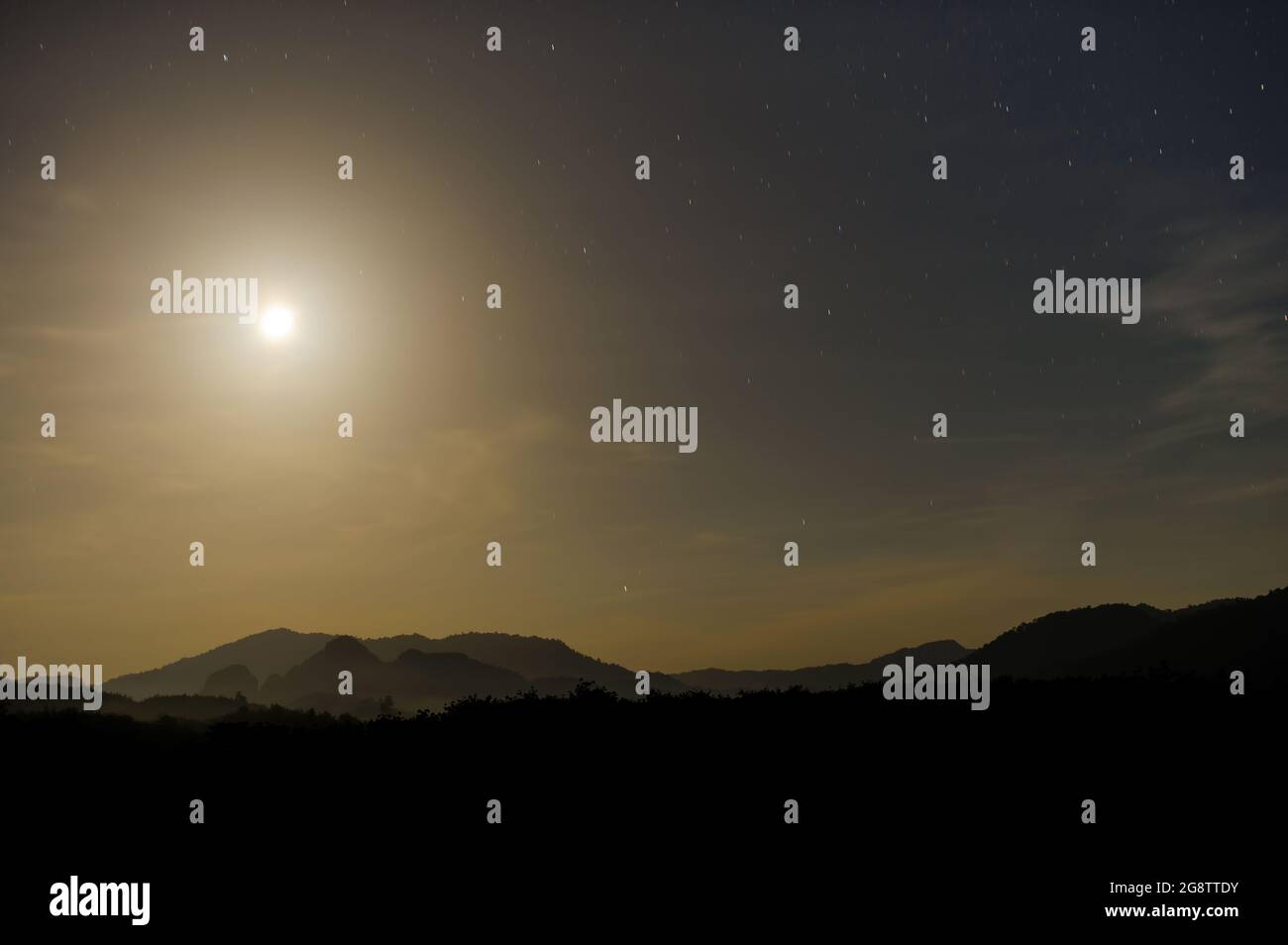 midnight moonlight at the mountain in clear sky Stock Photo - Alamy