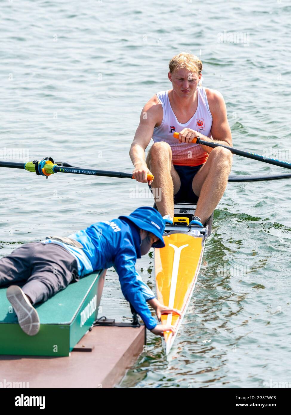 TOKYO, JAPAN - JULY 23: competing on Men's Single Sculls Heat 6 during ...