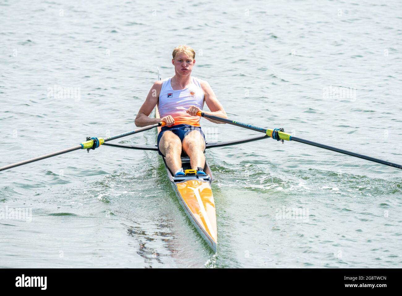 TOKYO, JAPAN - JULY 23: competing on Men's Single Sculls Heat 6 during ...