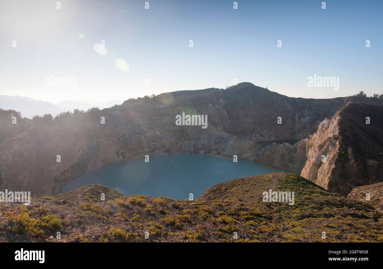 Views of three-color Lake of Kelimutu Indonesia Stock Photo - Alamy