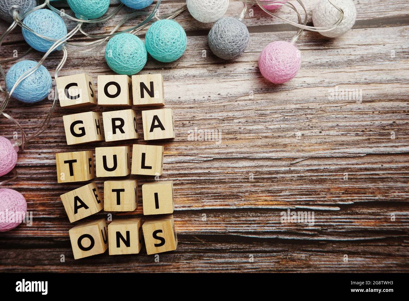 Congratulations alphabet letter with LED Cotton ball Decoration on ...