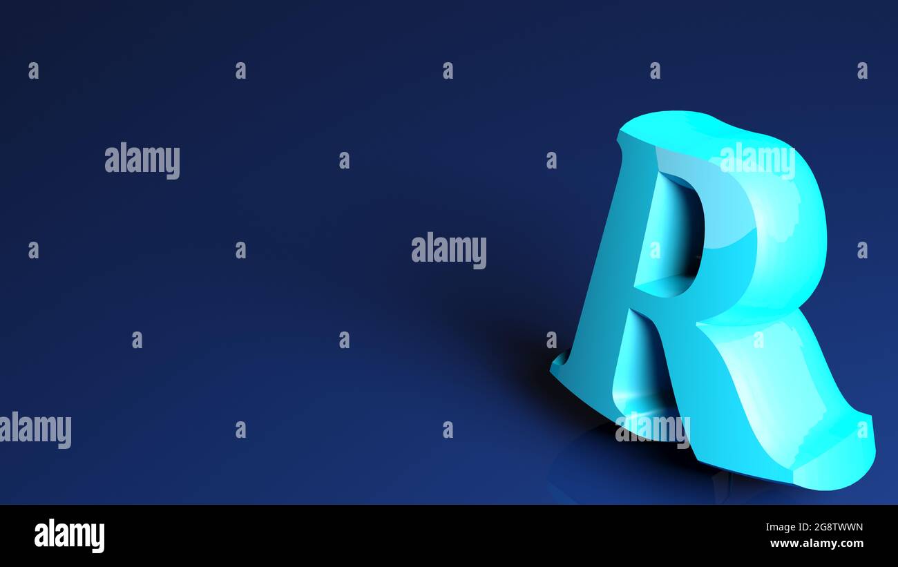 Blue background with R letter - 3D rendering illustration Stock Photo ...