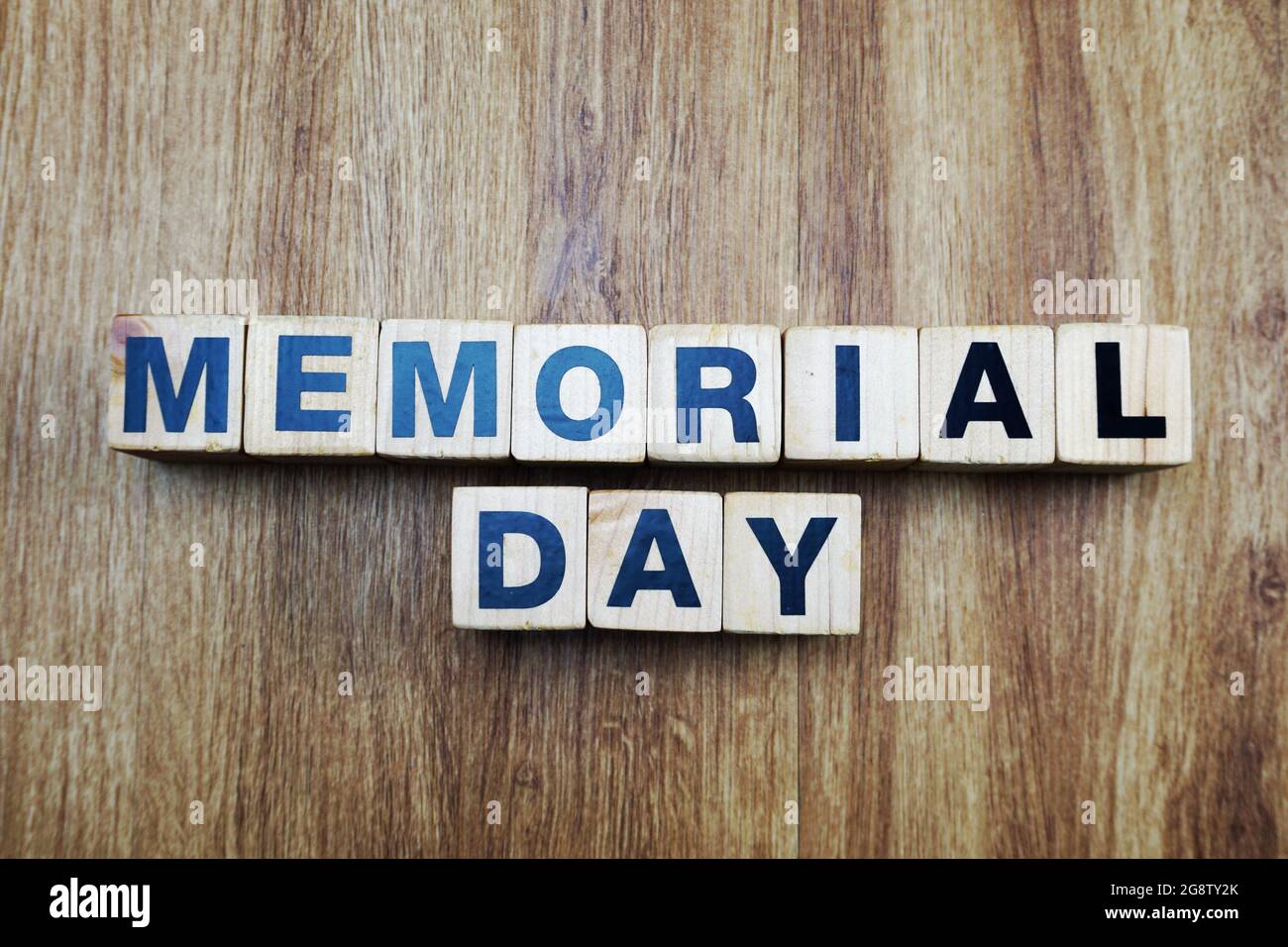 memorial day word created with cubes alphabet letters on wooden ...