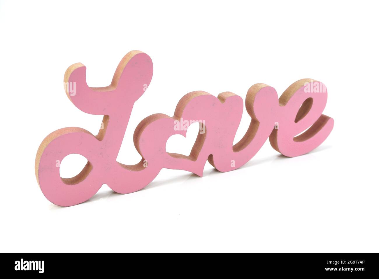 pink love letters sign isolated on white background Stock Photo - Alamy