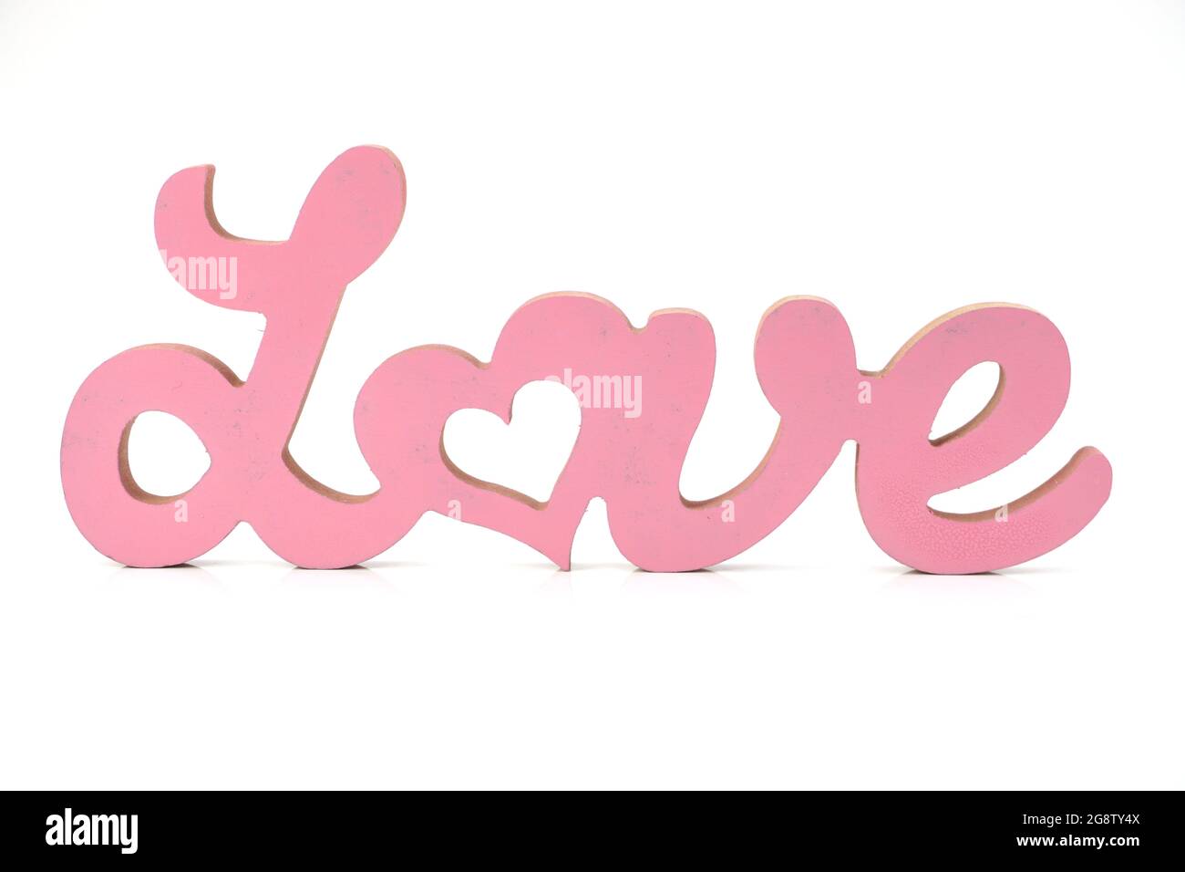 pink love letters sign isolated on white background Stock Photo - Alamy
