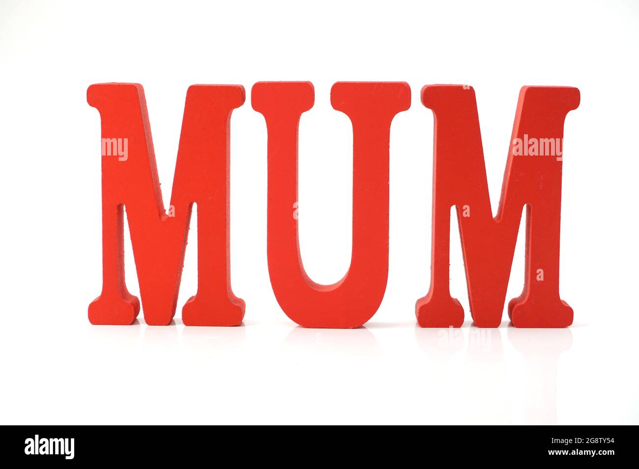 red mum letters alphabet isolated on white background Stock Photo - Alamy