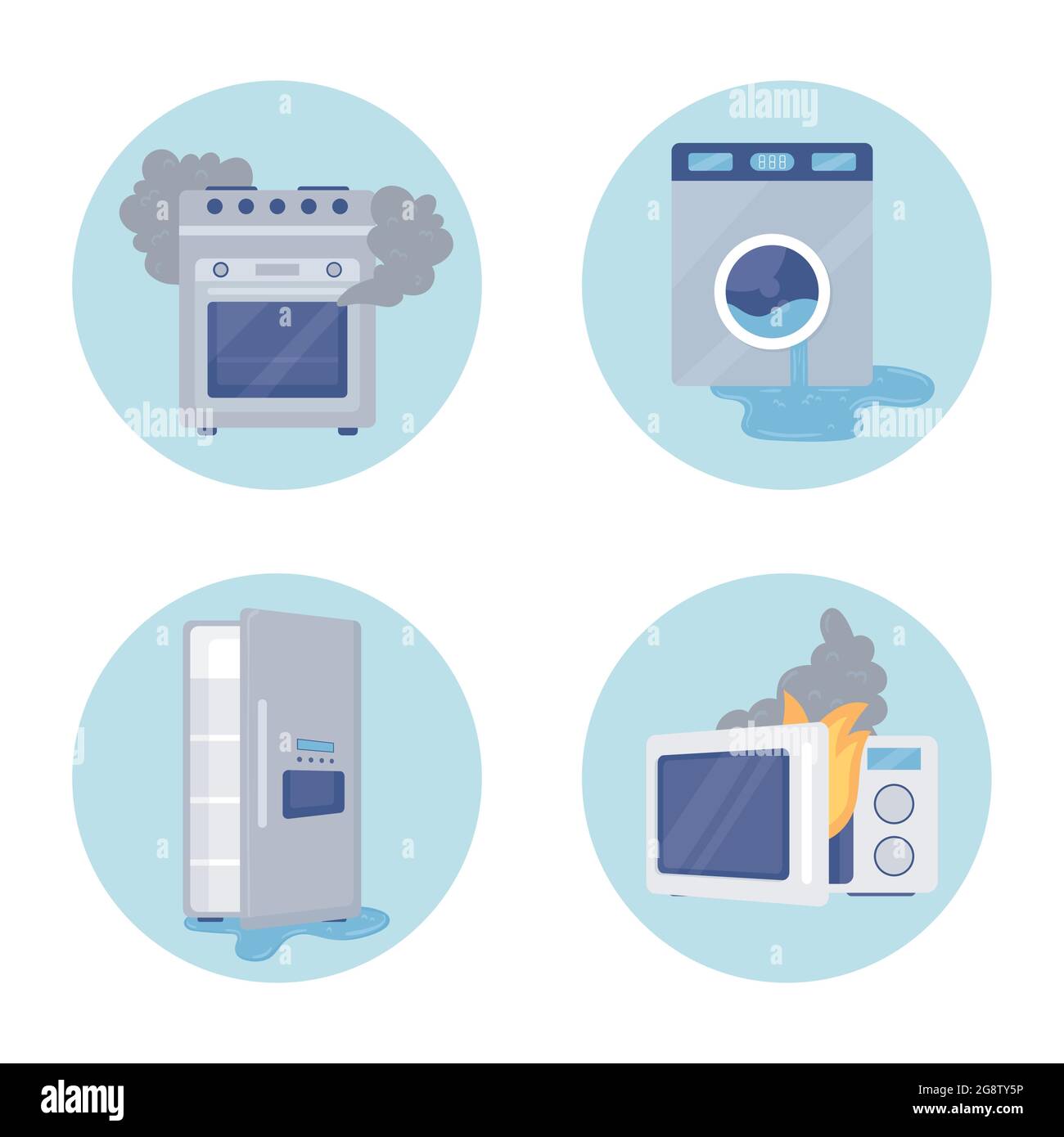 Broken washing machine kitchen Stock Vector Images - Alamy