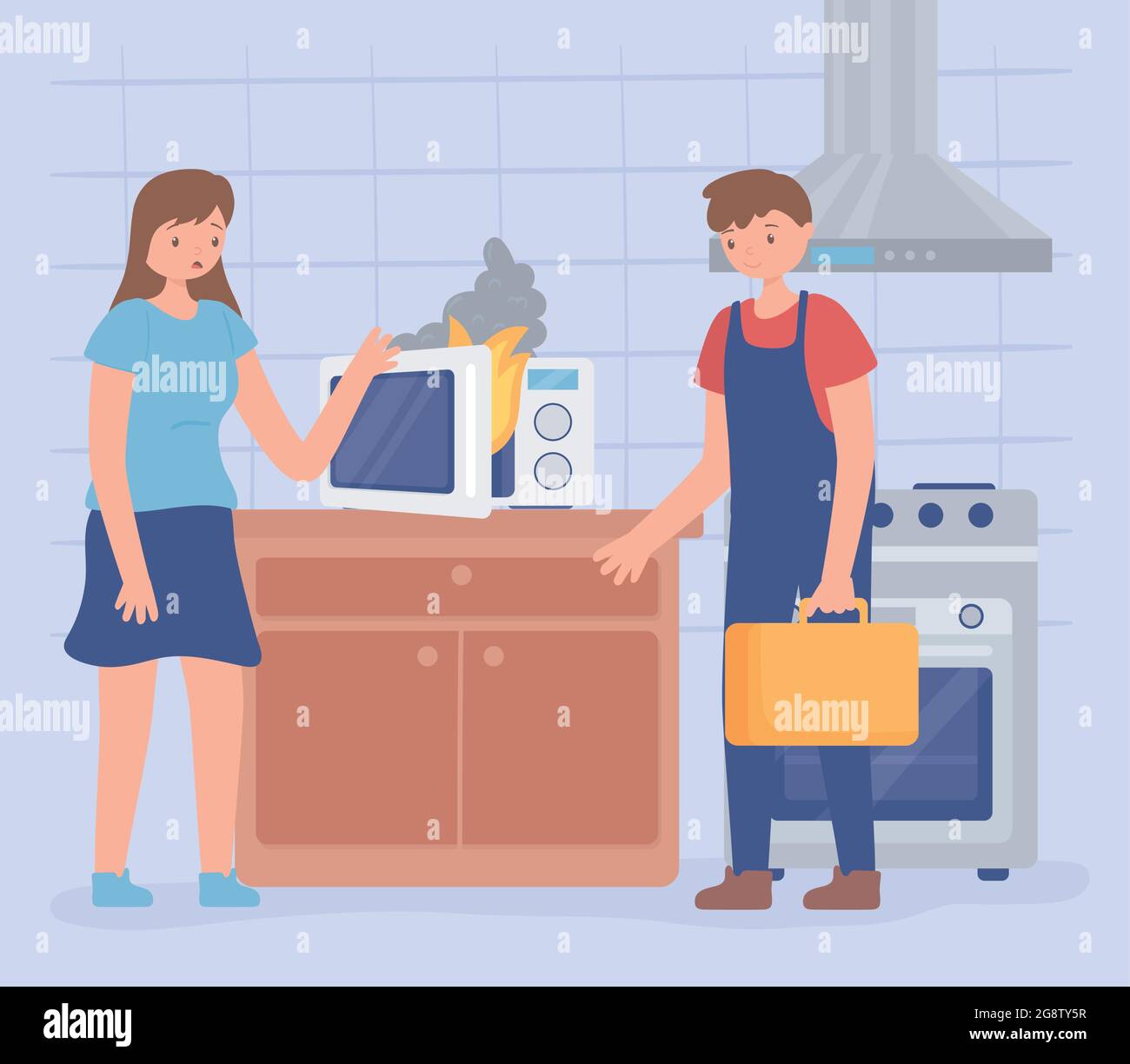 Broken microwave Stock Vector Images - Alamy