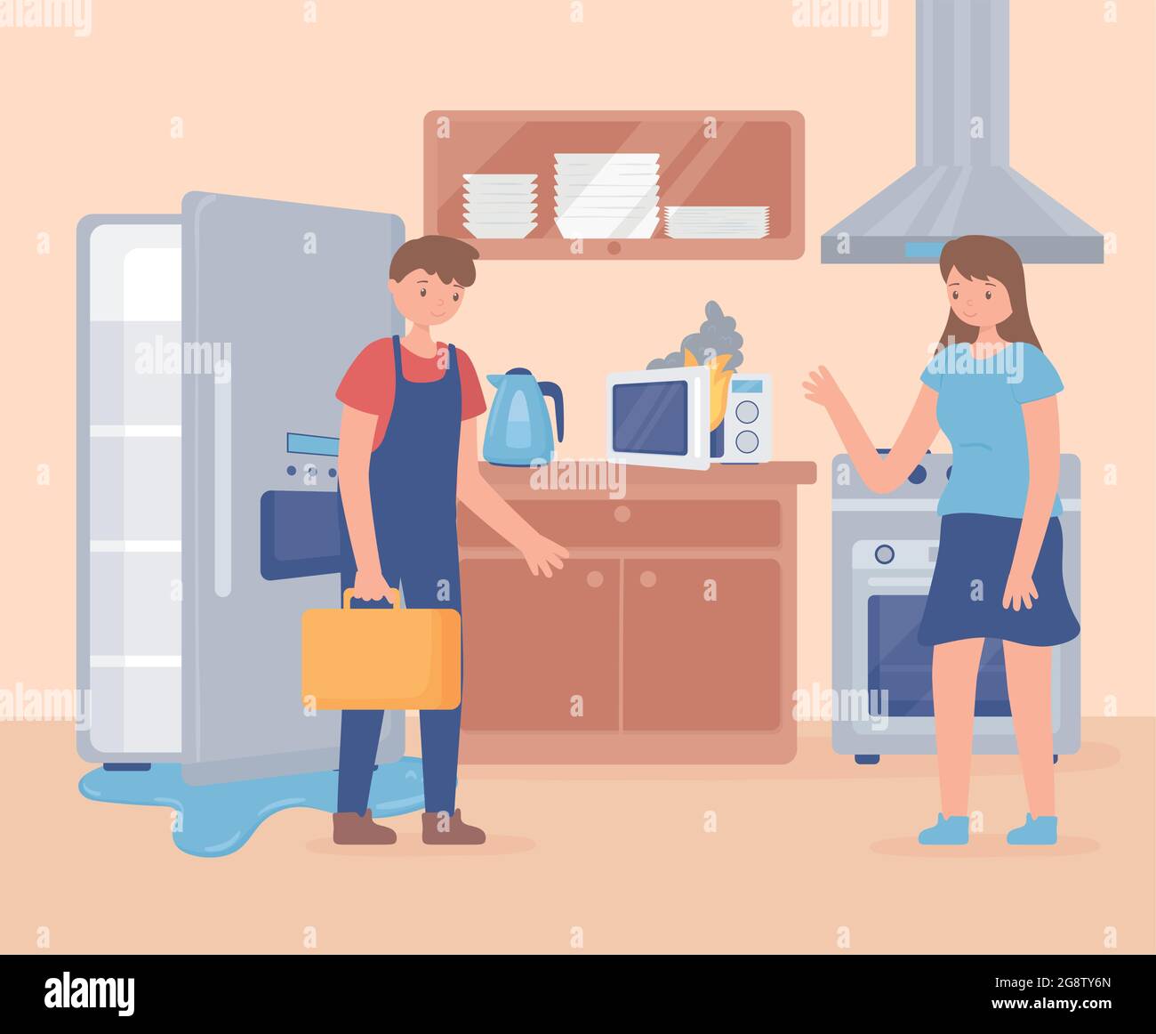 repair man fridge Stock Vector Image & Art - Alamy