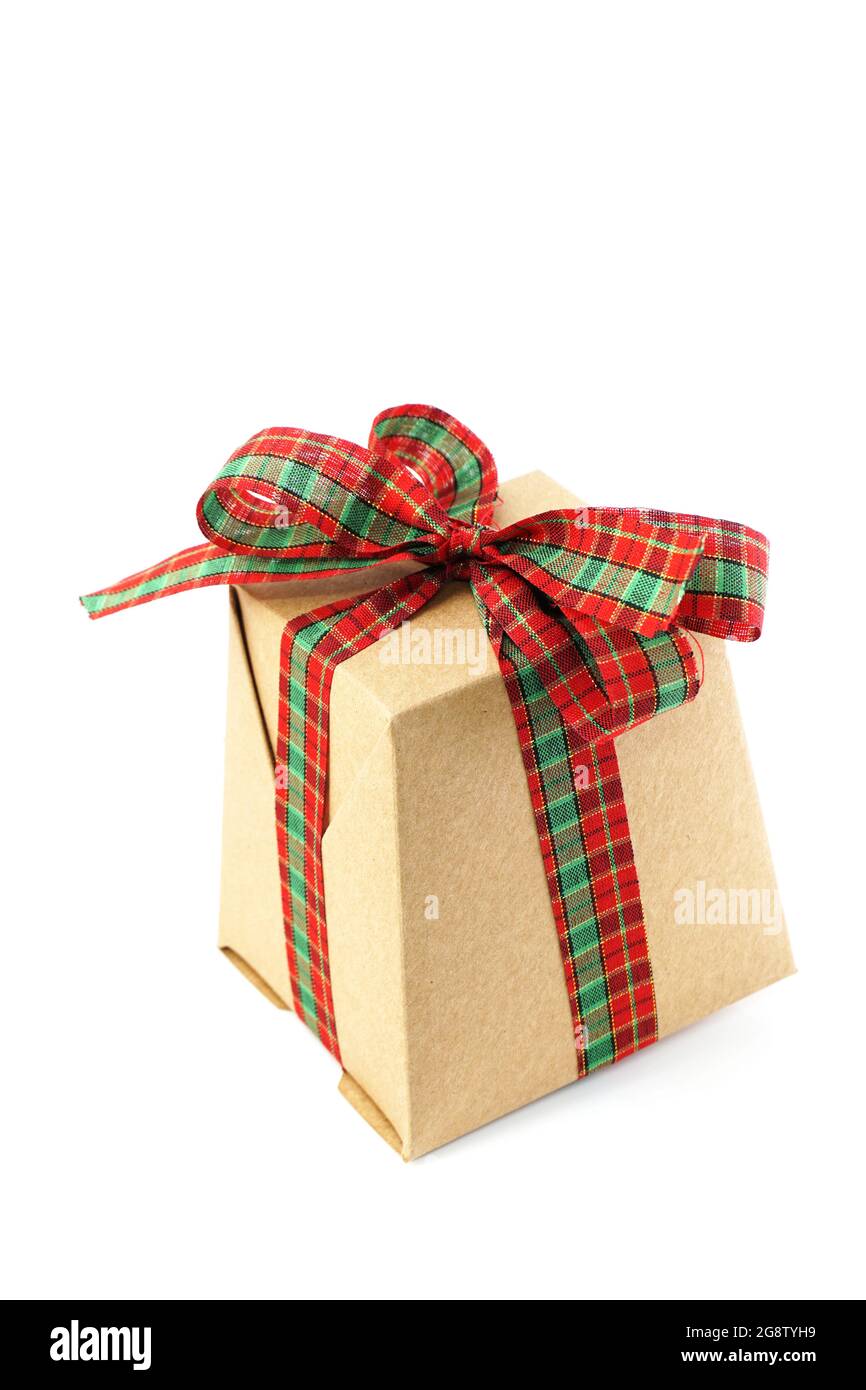 paper box with red ribbon isolated on white background Stock Photo - Alamy