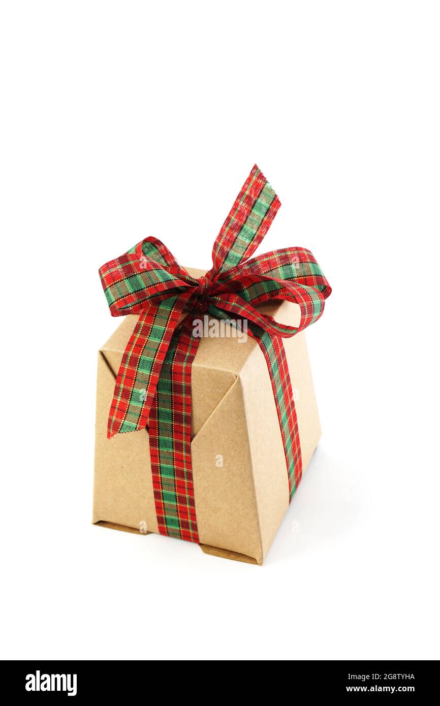 paper box with red ribbon isolated on white background Stock Photo - Alamy