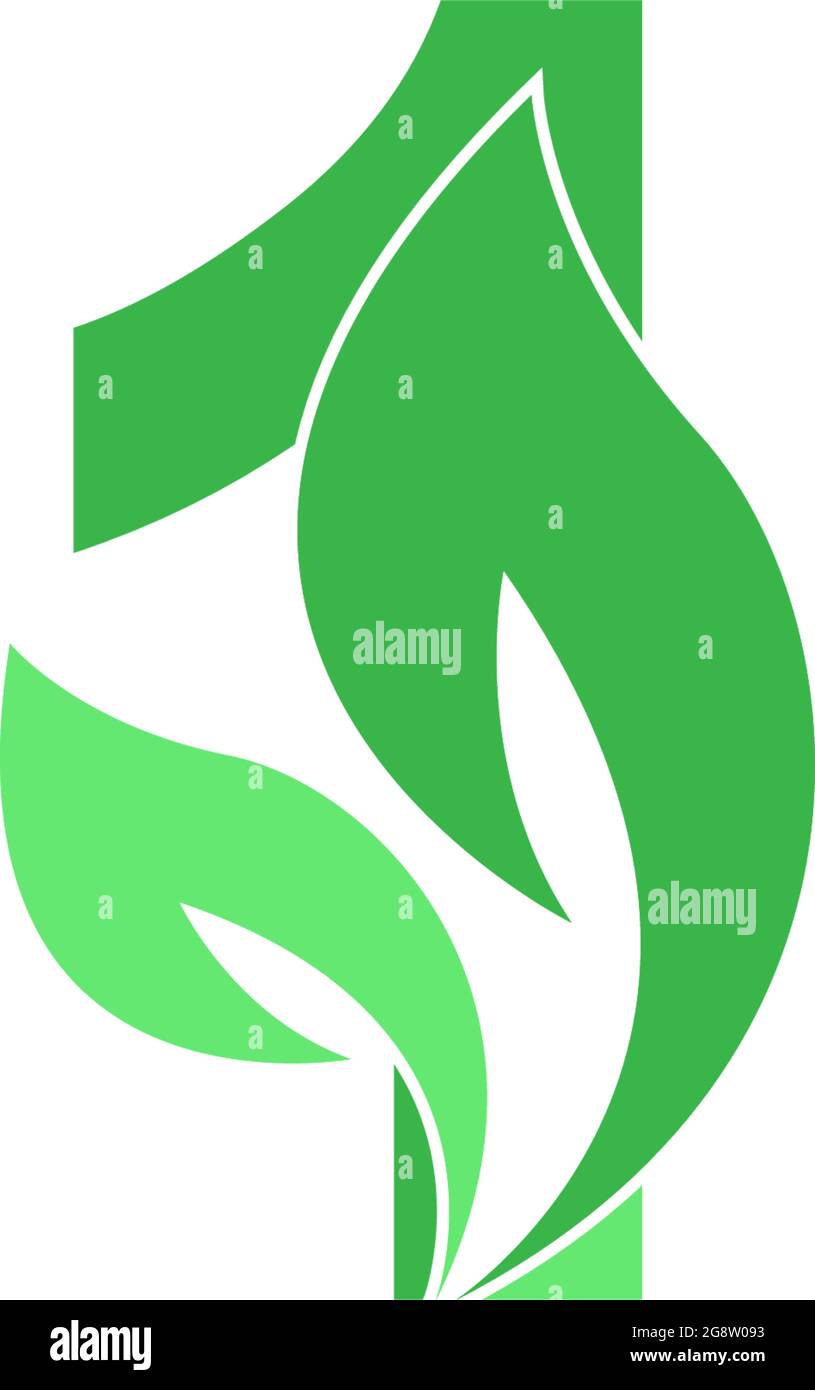 Number 1 logo leaf icon design concept vector Stock Vector Image & Art ...