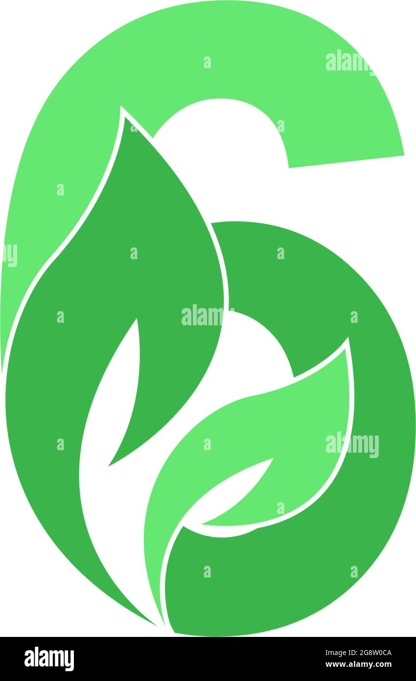 Number 6 logo leaf icon design concept vector Stock Vector Image & Art ...