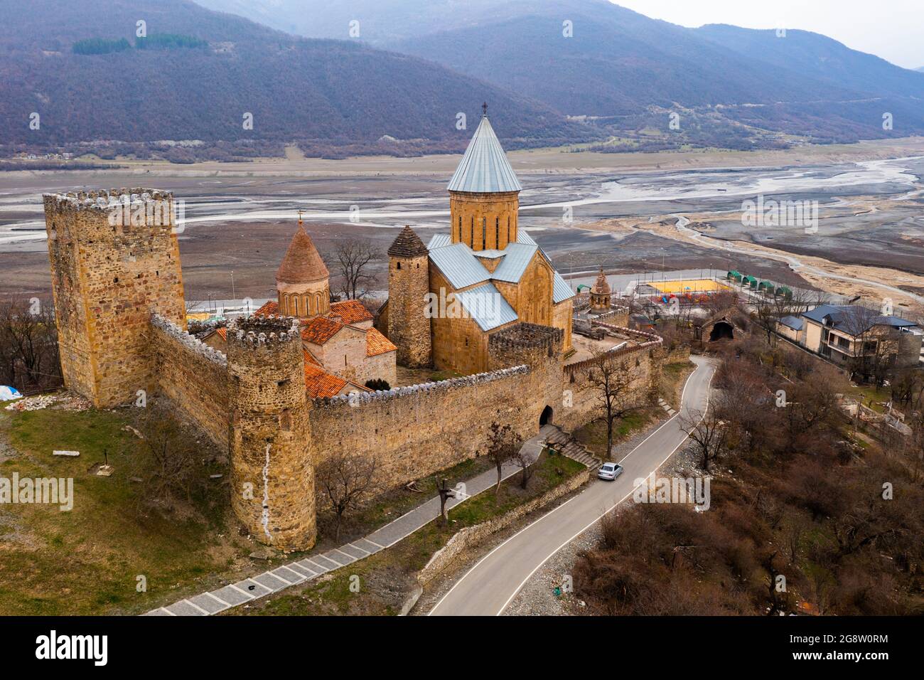 Drone view of the ancient Ananuri Castle Stock Photo - Alamy