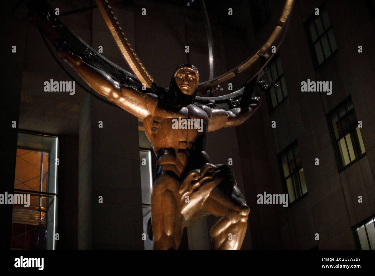 The bronze Atlas statue seen in front of the Rockefeller Center in ...