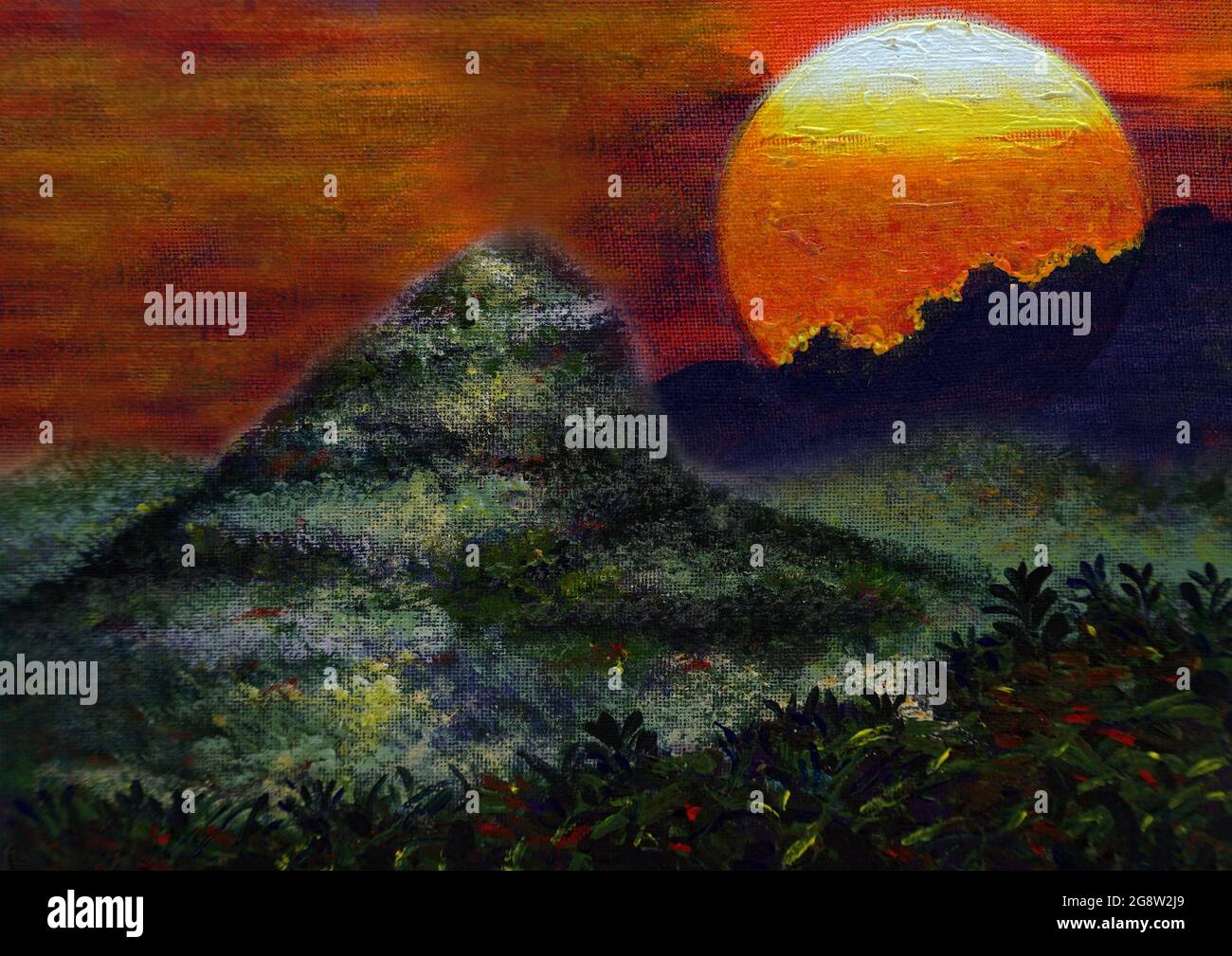 Sunrise Scenery Drawing