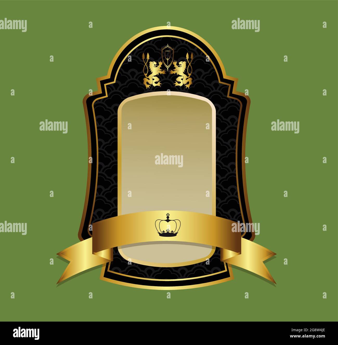 Gold elegant vintage shield label design template with copyspace Stock ...