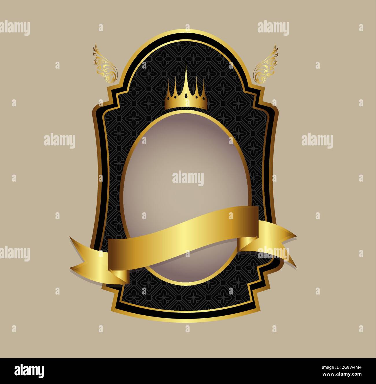 Crown gold label vector design hi-res stock photography and images - Alamy