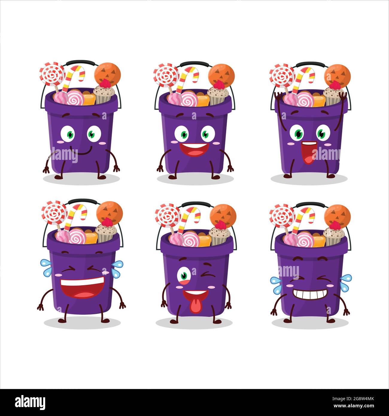 Cartoon character of bucket halloween with smile expression. Vector ...