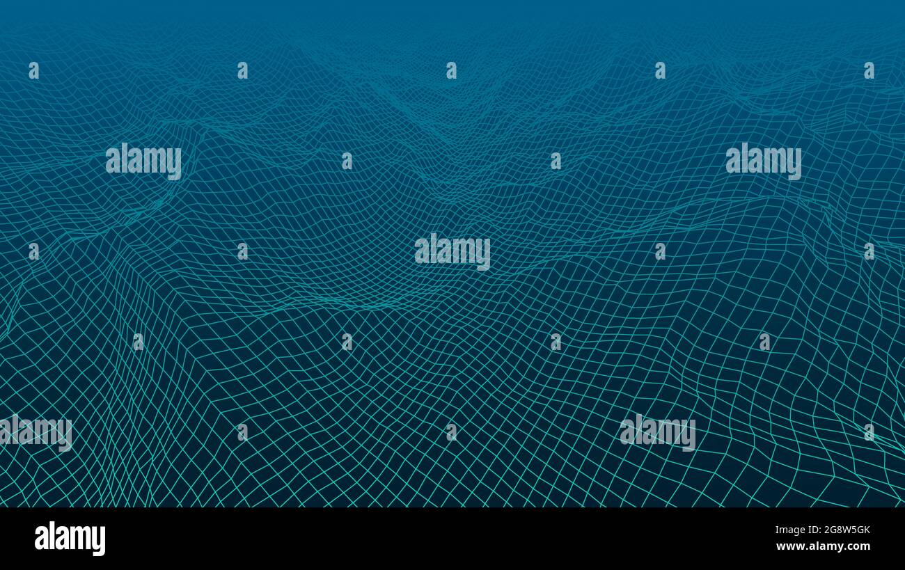 Digital landscape with mountains or clouds made of line grid Stock ...
