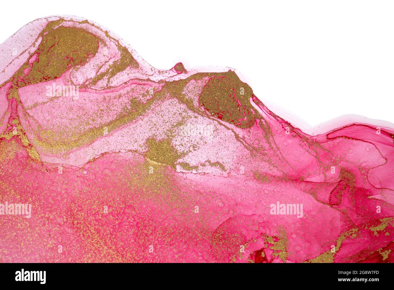 Abstract pink watercolor ink gradient drops isolated on white ...