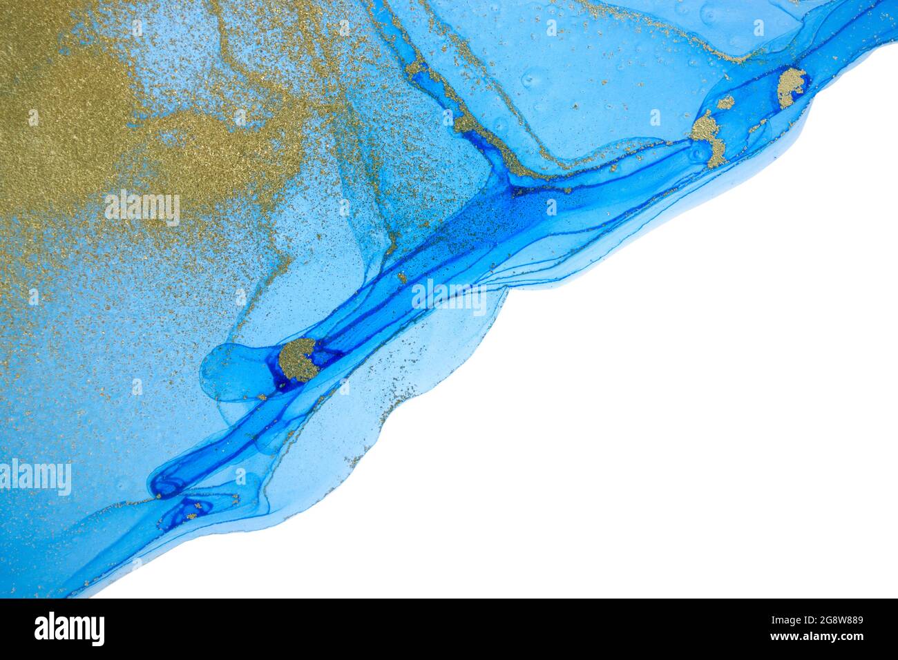 Alcohol ink stains isolated on white background. Ocean style watercolor ...