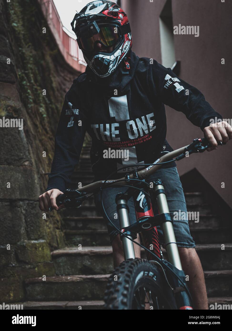 cycling down the stairs in old town Stock Photo - Alamy