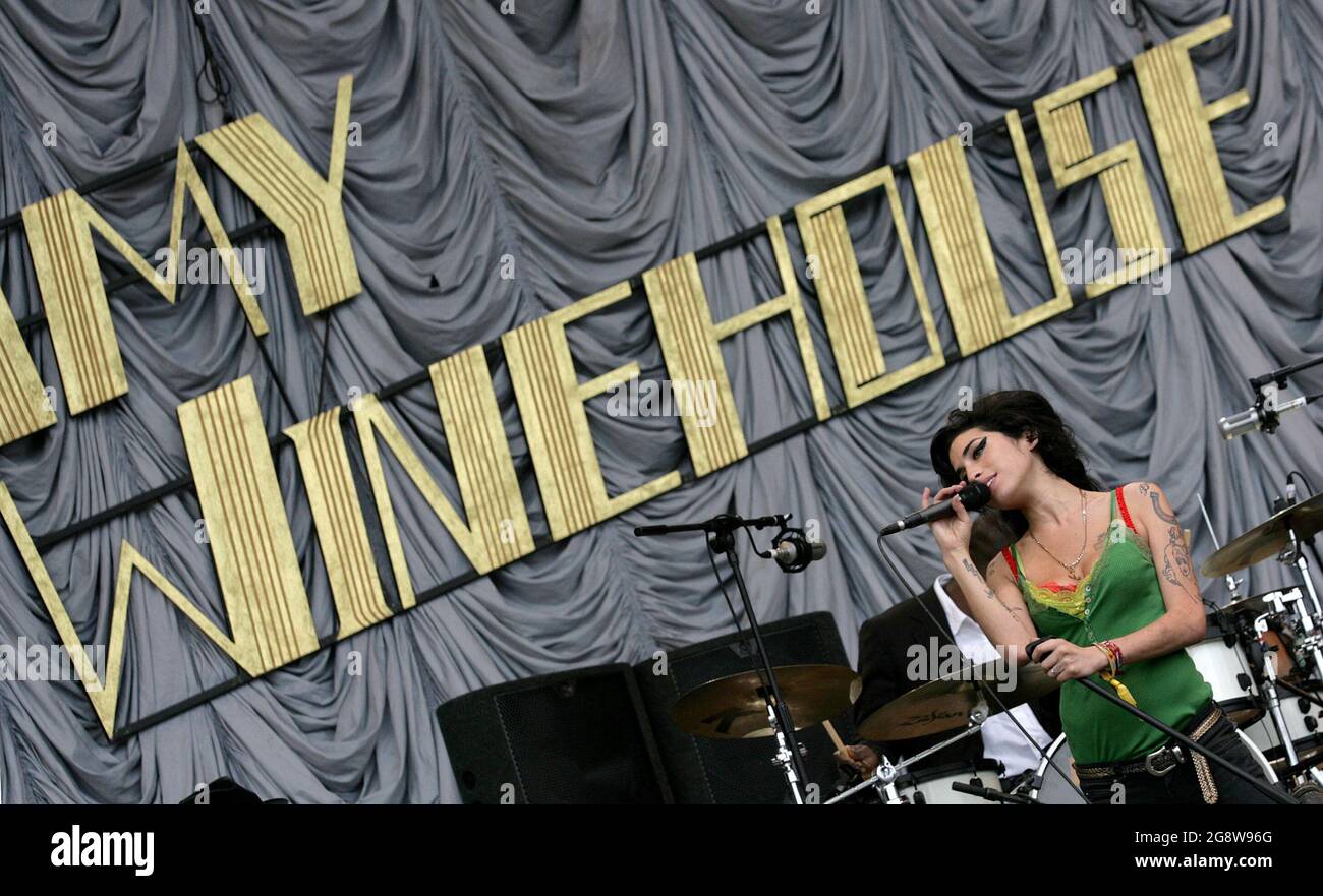 File photo dated 22/06/07 of Amy Winehouse performing on the Pyramid ...