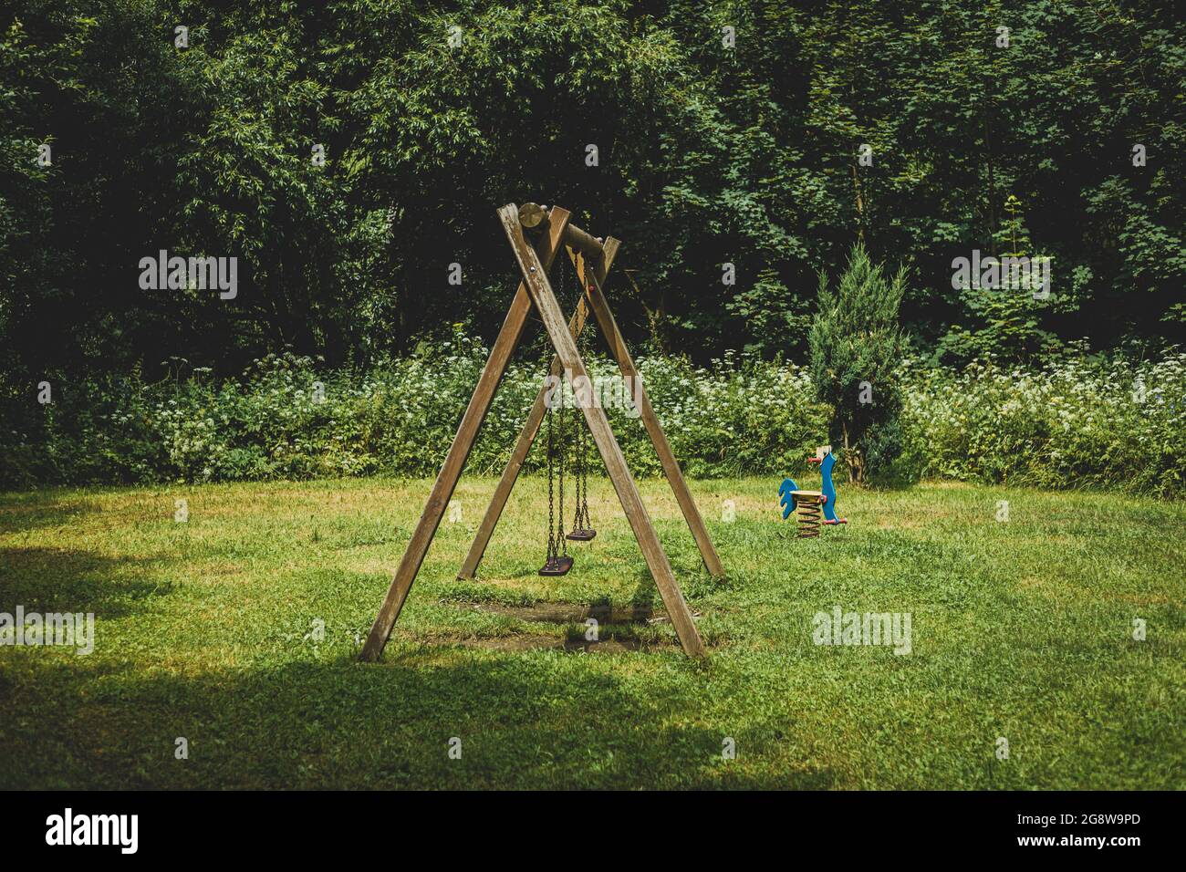 playground for children in the forest park Stock Photo - Alamy