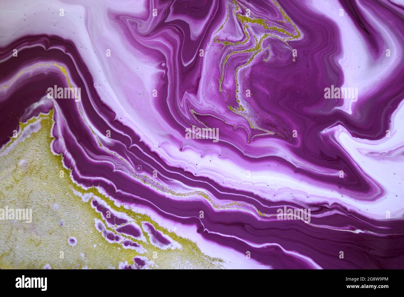 Abstract artwork marble liquid texture. Purple and gold background ...