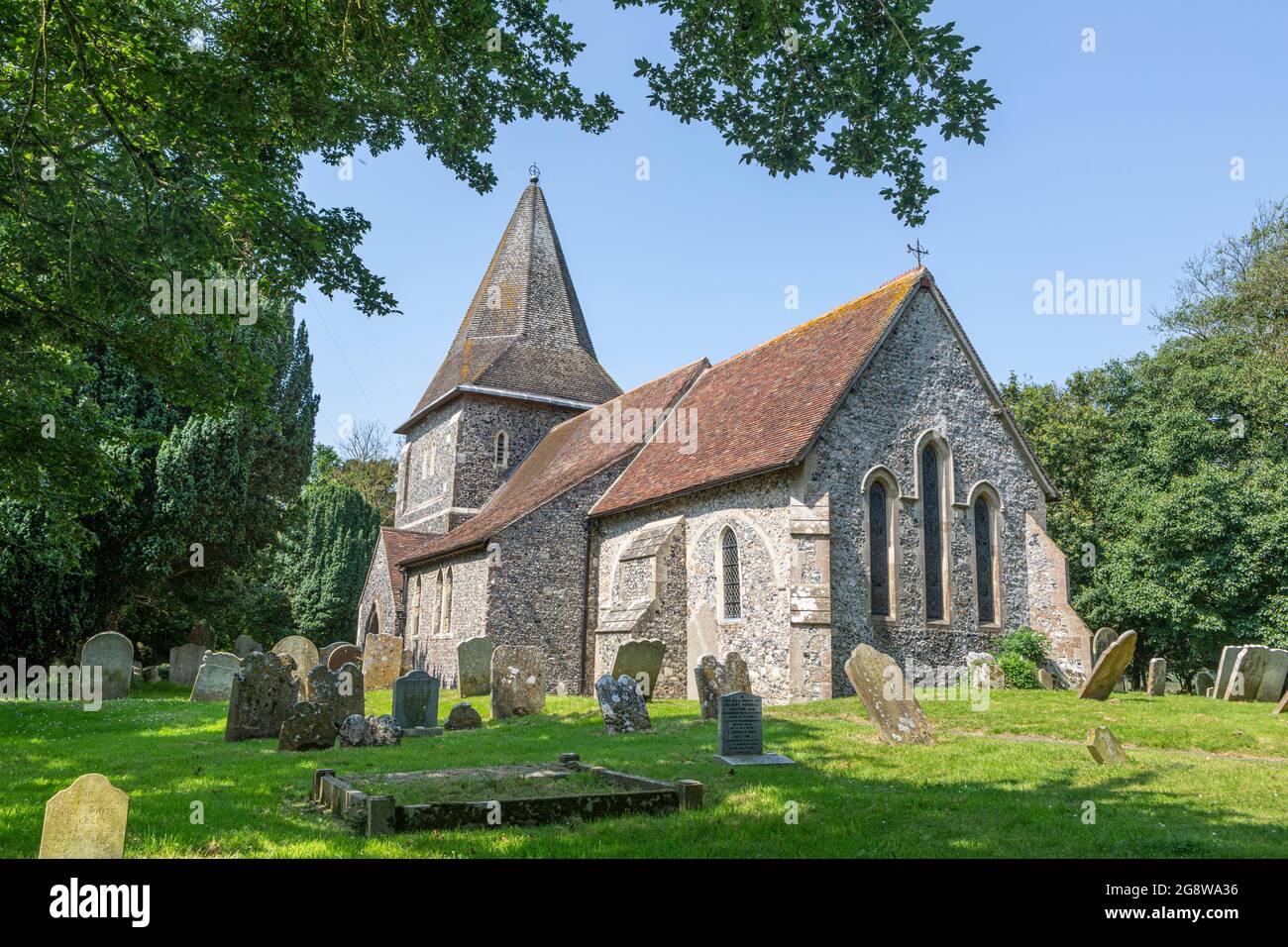 The Church of St Laurence the Martyr, Hougham, Kent Stock Photo - Alamy