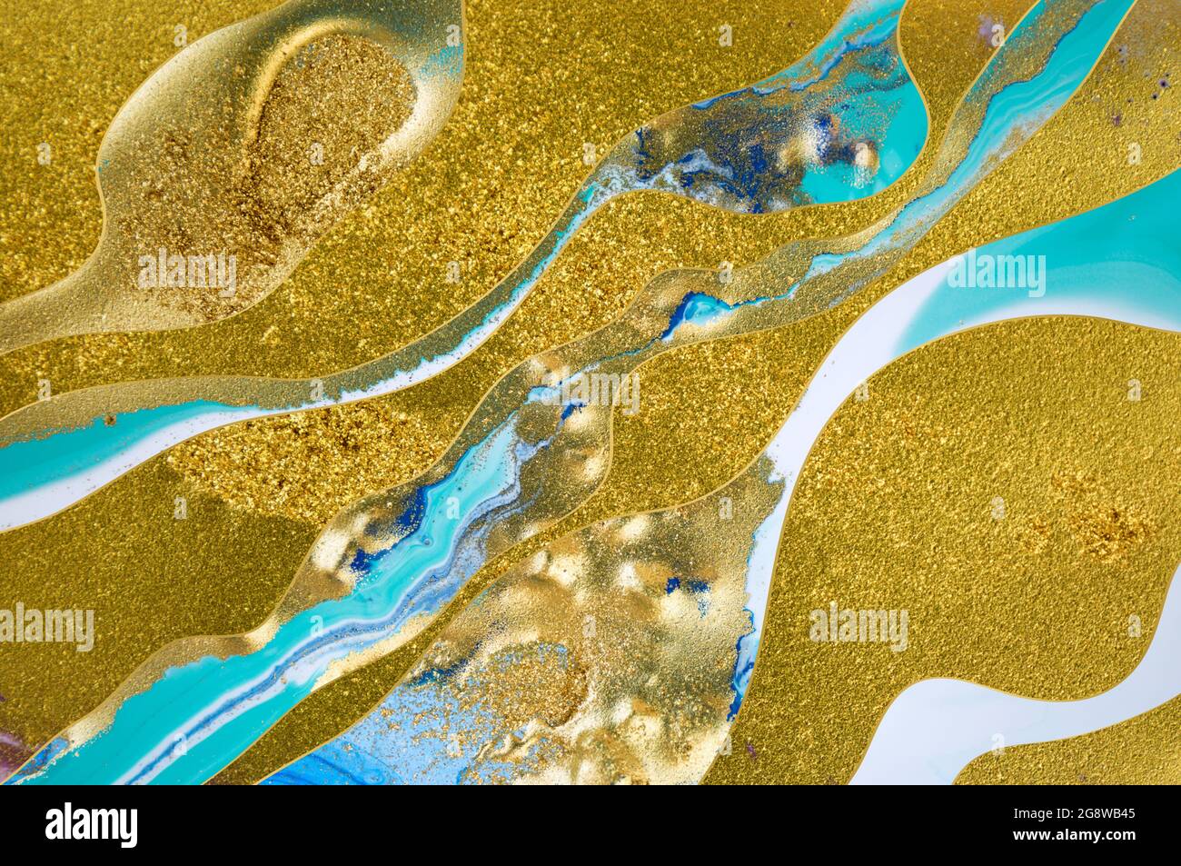 Gold and blue wave pattern. Marble abstract golden background Stock ...