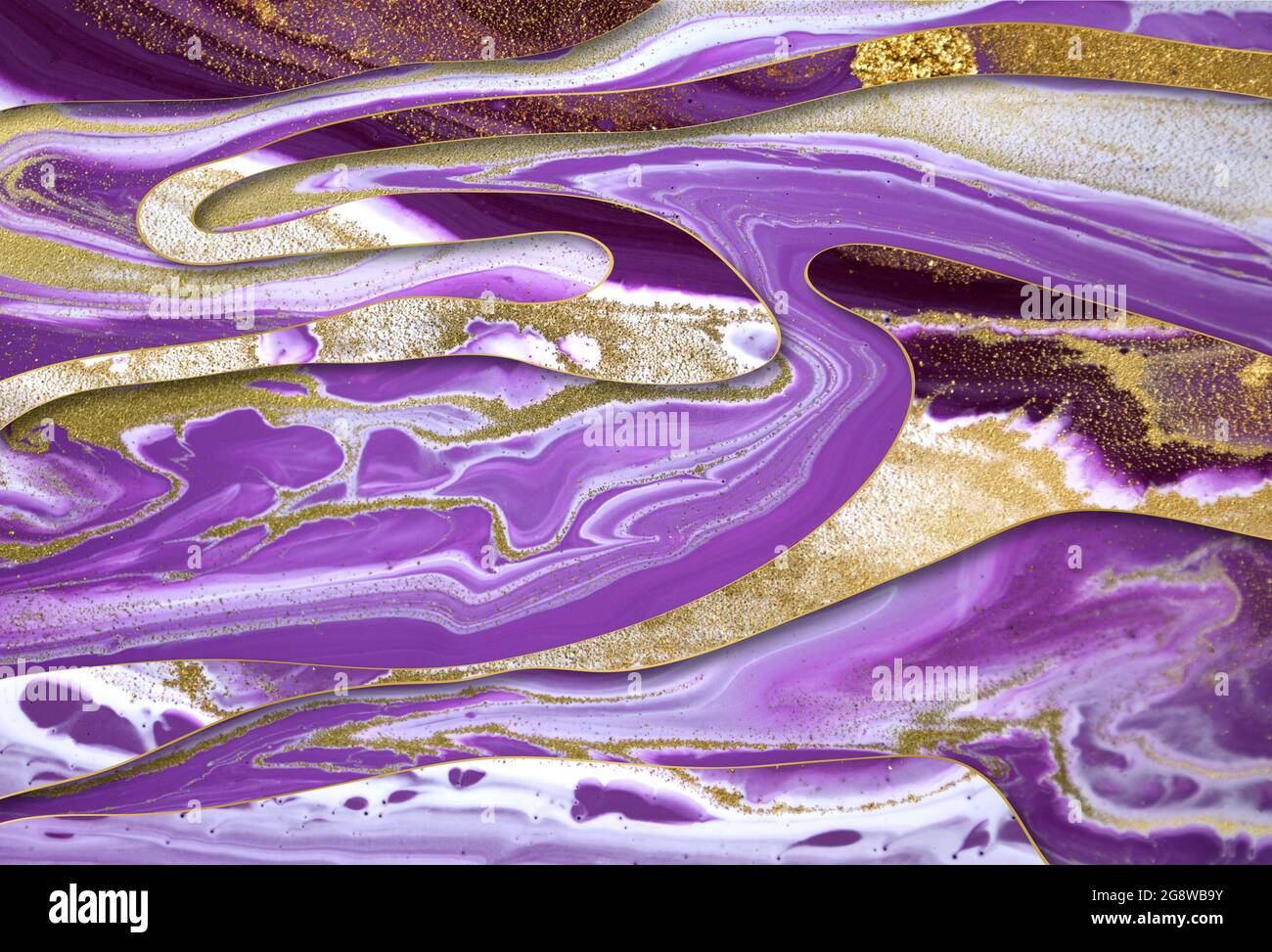 Marble purple wave pattern with layers and shadows. Abstract background ...