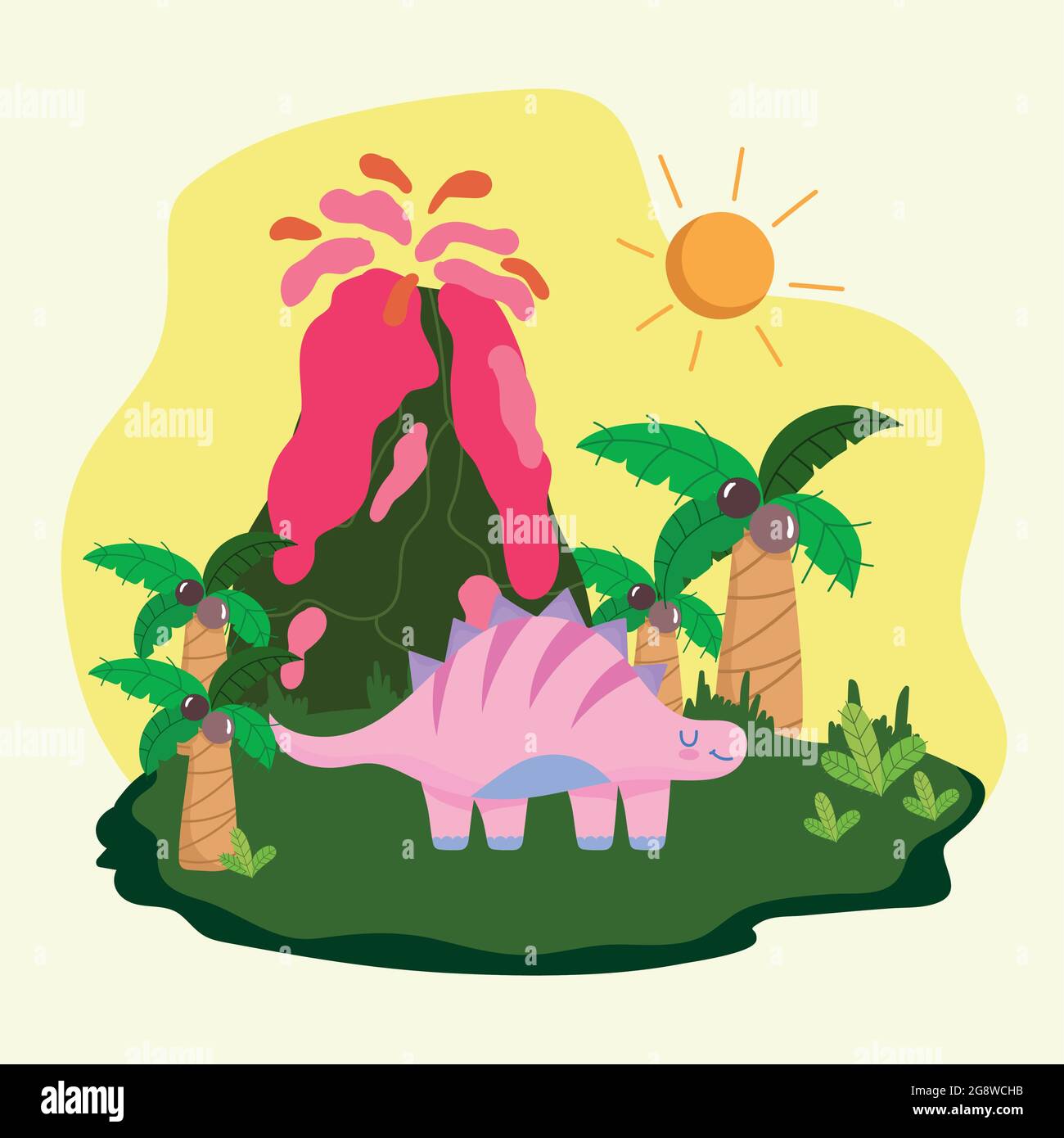 prehistoric dinosaur and volcano Stock Vector Image & Art - Alamy