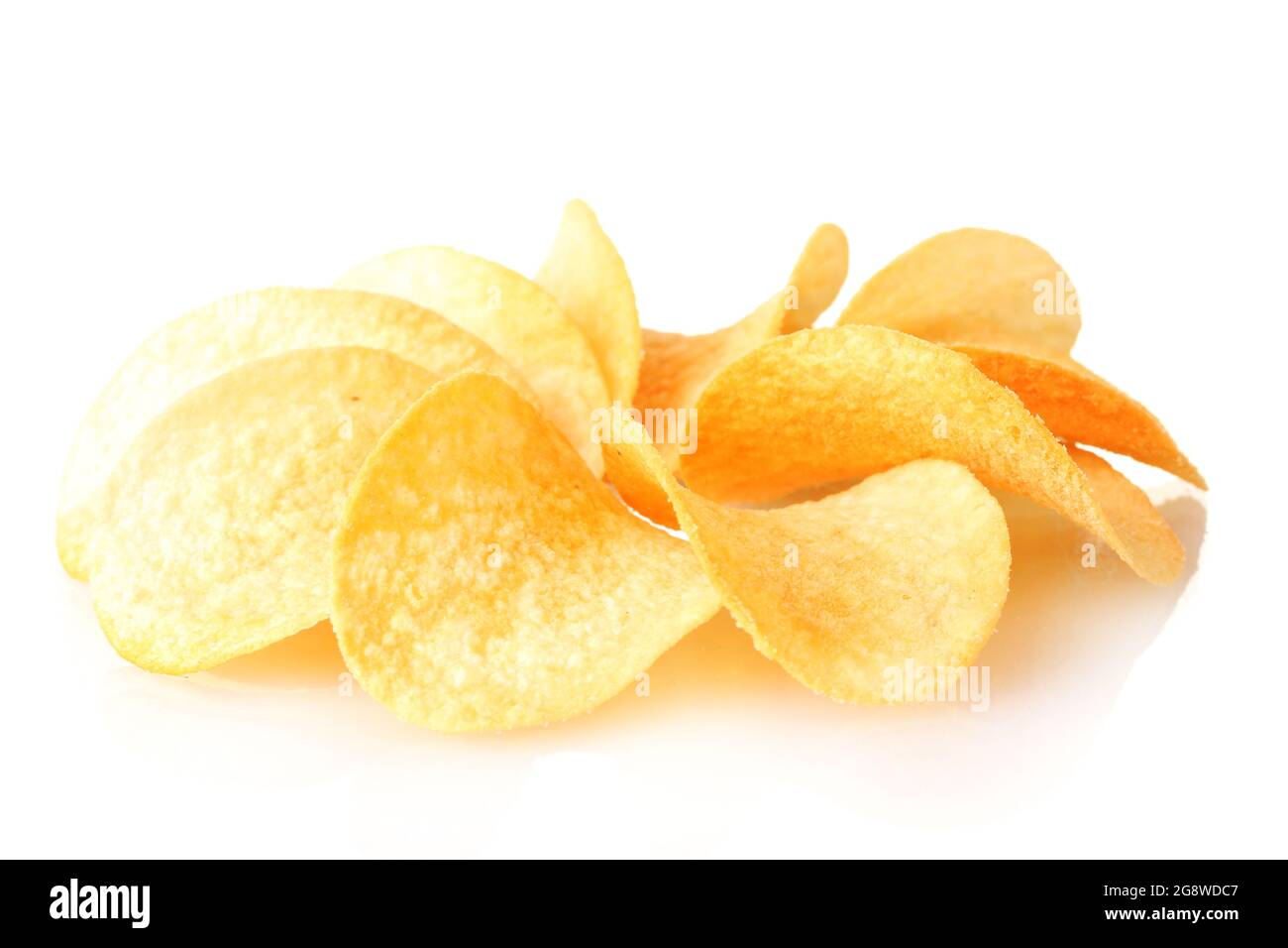 Delicious potato chips isolated on white Stock Photo - Alamy