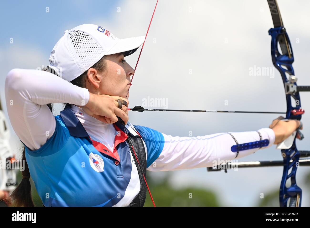 Czech archer Marie Horackova shoots in qualification during the 2020 ...