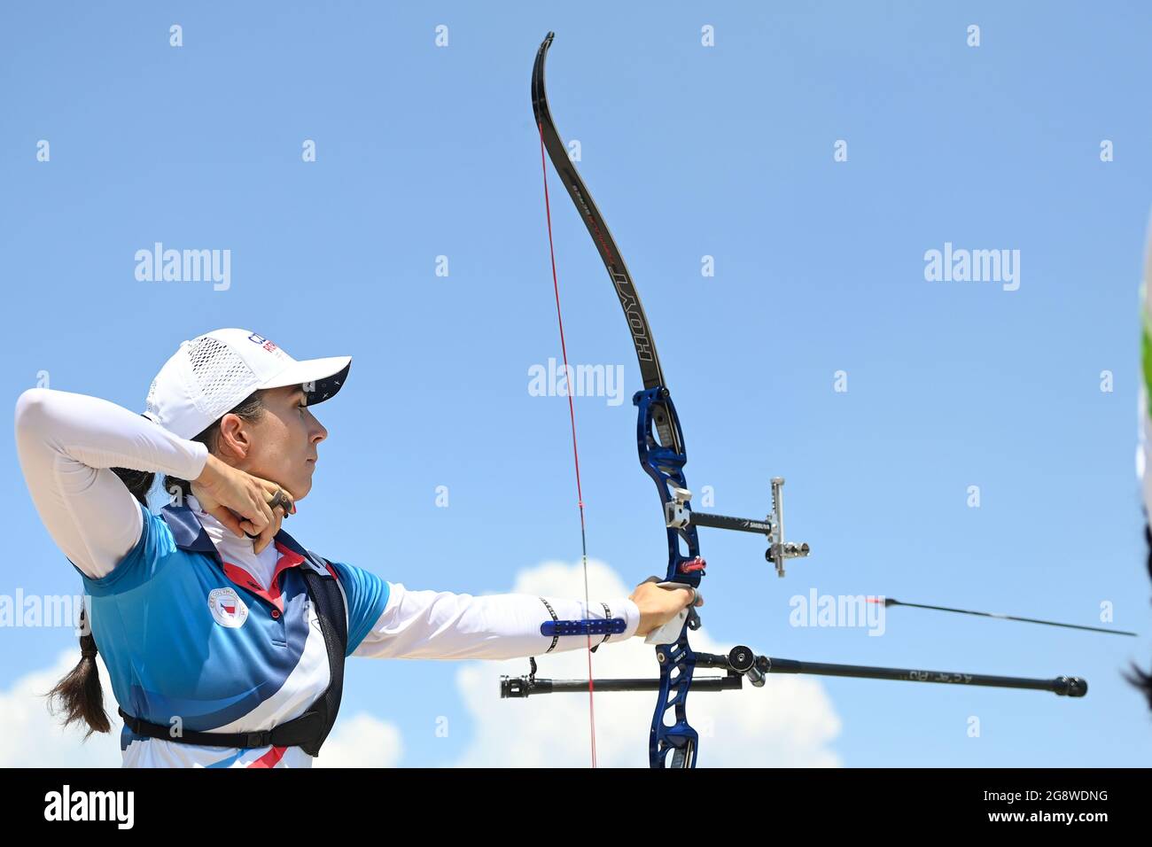 Czech archer Marie Horackova shoots in qualification during the 2020 ...